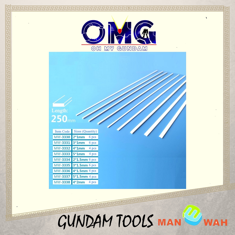 Part MW-3330 - MW3338 Man Wah ABS Plastic Rectangular Rod (2mm ~ 5mm ...