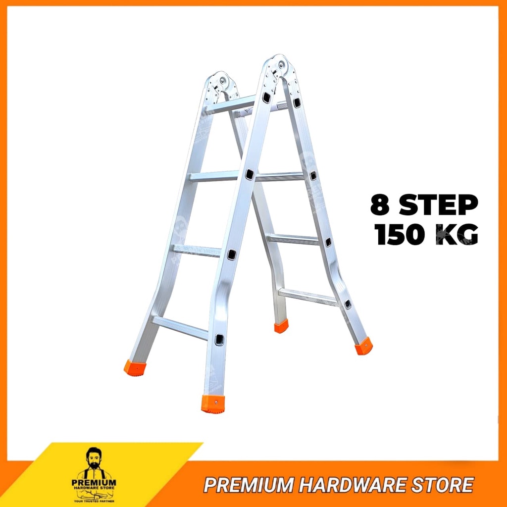PREMIUM Three Way Heavy Duty Ladder 8 Step Foldable Folding Ladder ...
