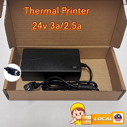 Thermal Printer Adaptor 24V 3A/2.5A/2A 3 Pin Needle DC tip Adapter use ...