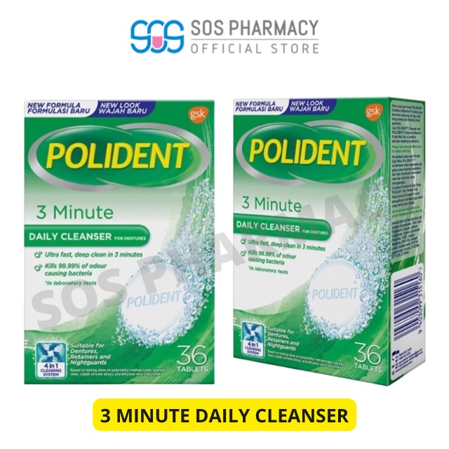 Polident Denture and Retainer Cleaning Tablets, 3 Minute Daily Cleanser ...