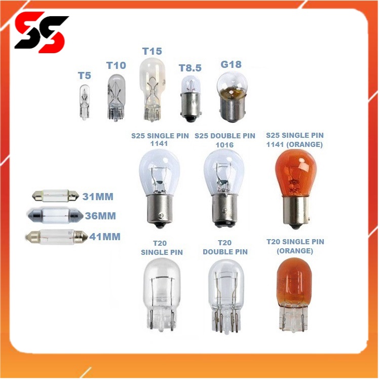 Universal Car Halogen Bulb - T5 / T10 / T15 / 4038 / 1156 / 1141 / 1016 ...