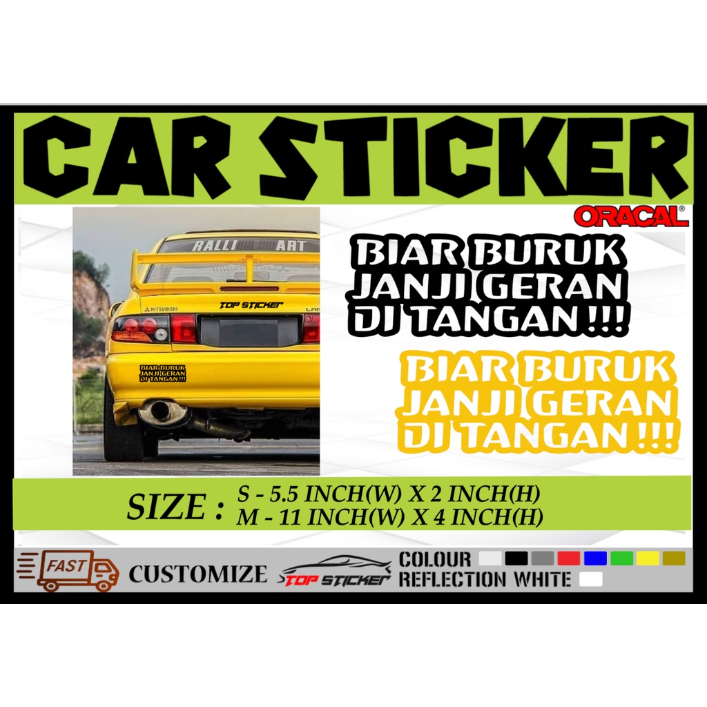 BIAR BURUK JANJI GERAN DI TANGAN CAR STICKER AKSESORI KERETA STICKERS ...
