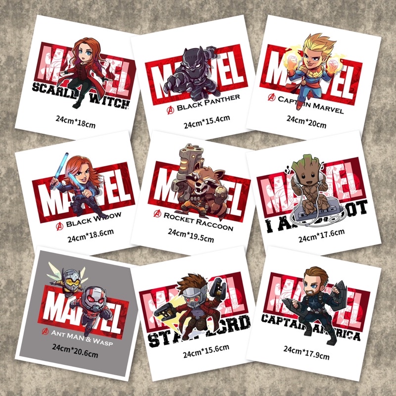 readystock marvel heat transfer sticker / iron on sticker / stiker baju ...