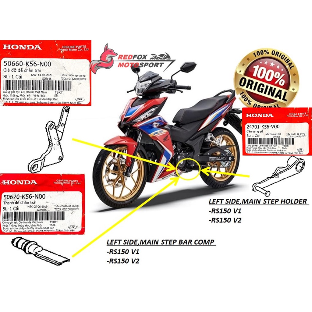 Original HONDA BSH RS150 V1 / V2 MAIN STEP HOLDER , MAIN STEP BRACKET ...
