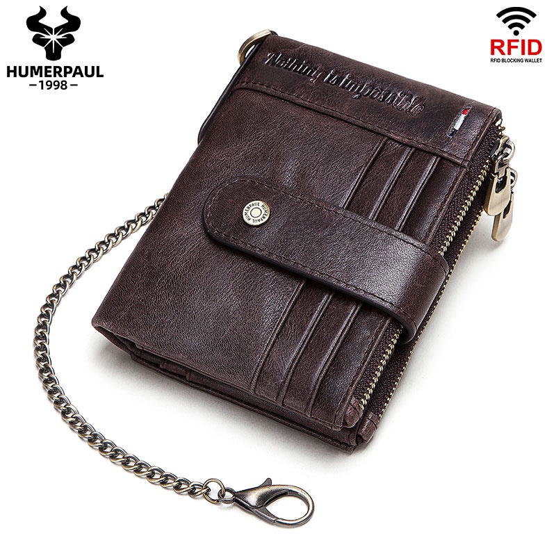 HUMERPAUL RFID Men Wallet Short Genuine Leather Casual Bag Hasp Male ...