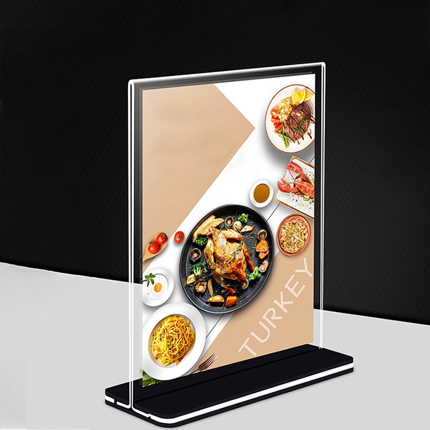 Mica Tabletop Menu Board with Black Base, Mica Desktop QR CODE Menu ...