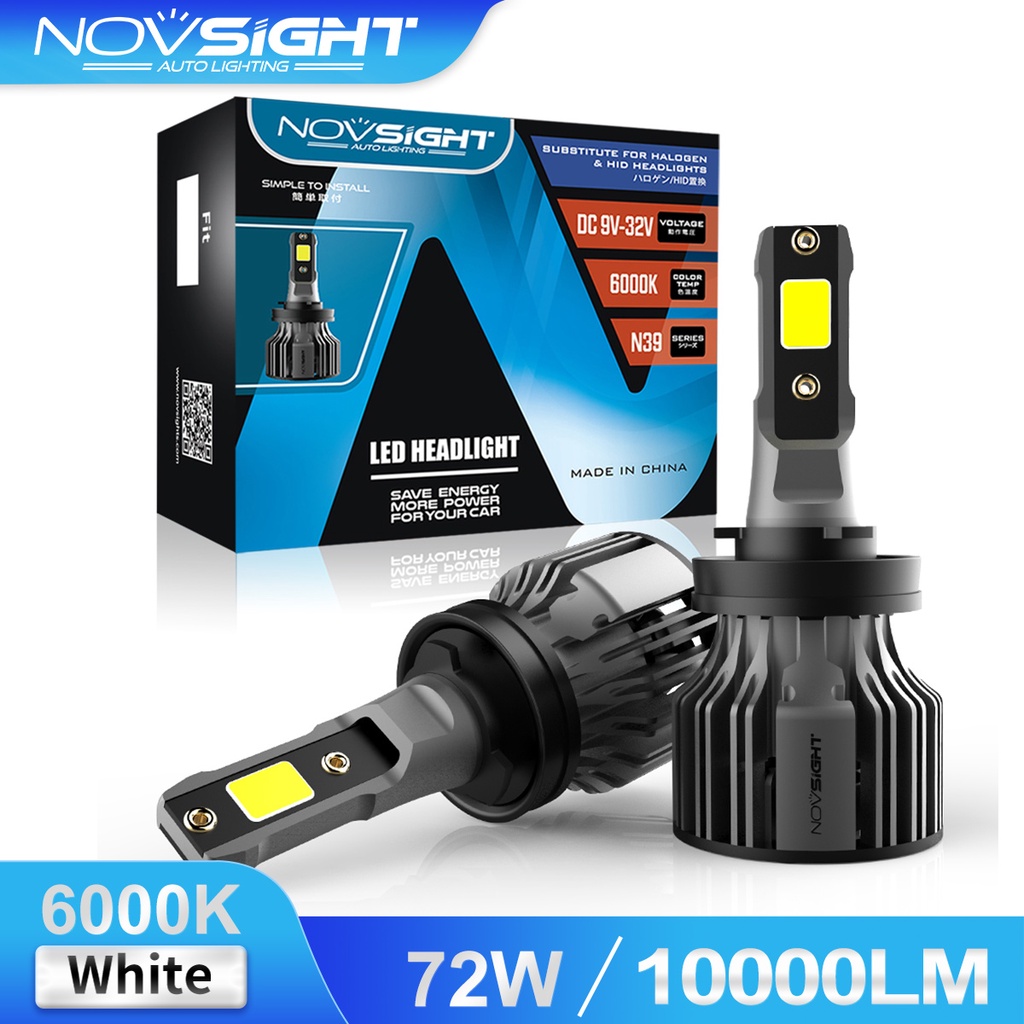 Novsight N39 9005 9006 H4 H7 H11 Mini Designed Car LED Headlight Light Bulb Fog Lamp 72W 10000LM ...