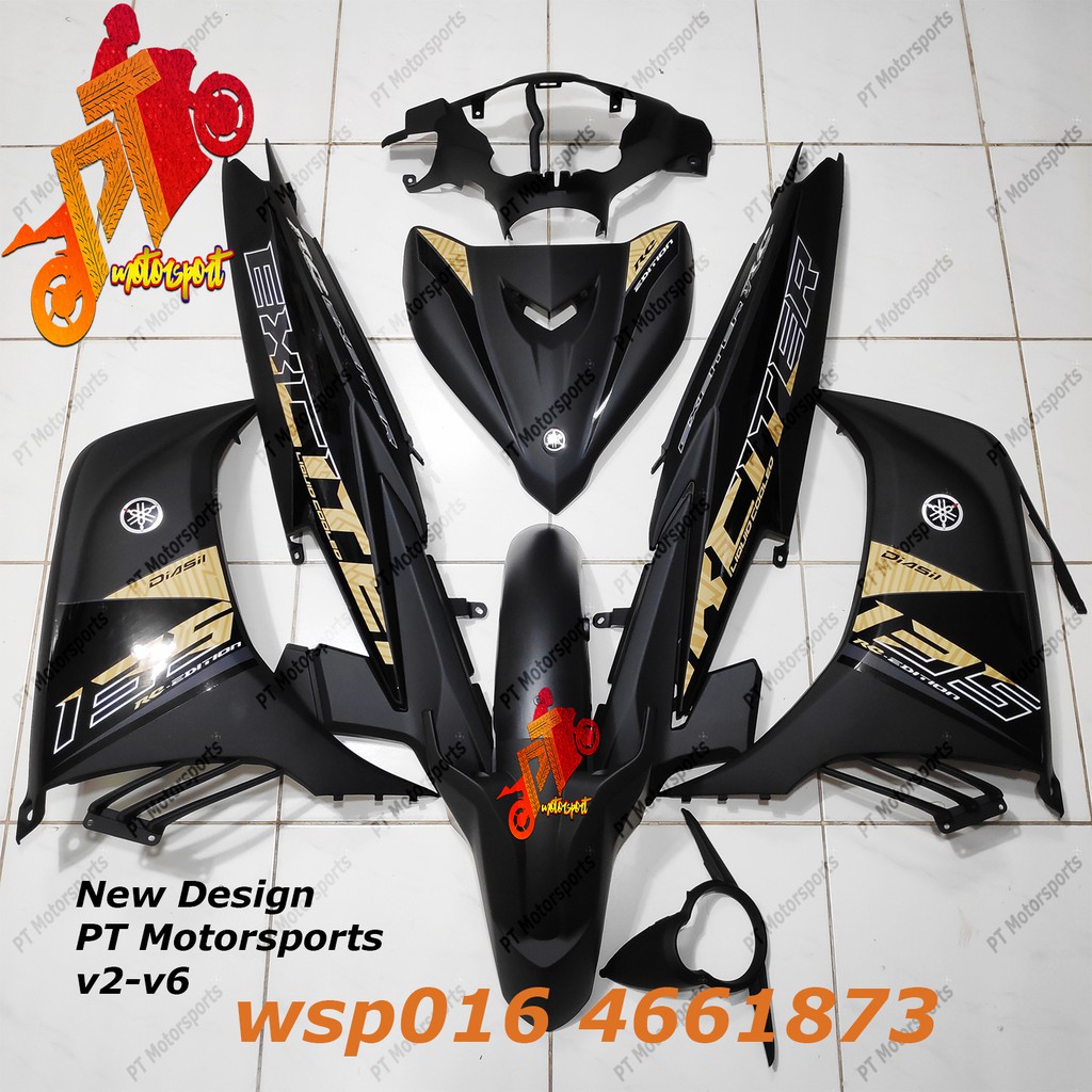 Yamaha Lc 135 Cover Set CoverSet Body Set Lc135 Matt Black EXCITER RC Black LC135 V1 V2 V3 V4 V5 ...