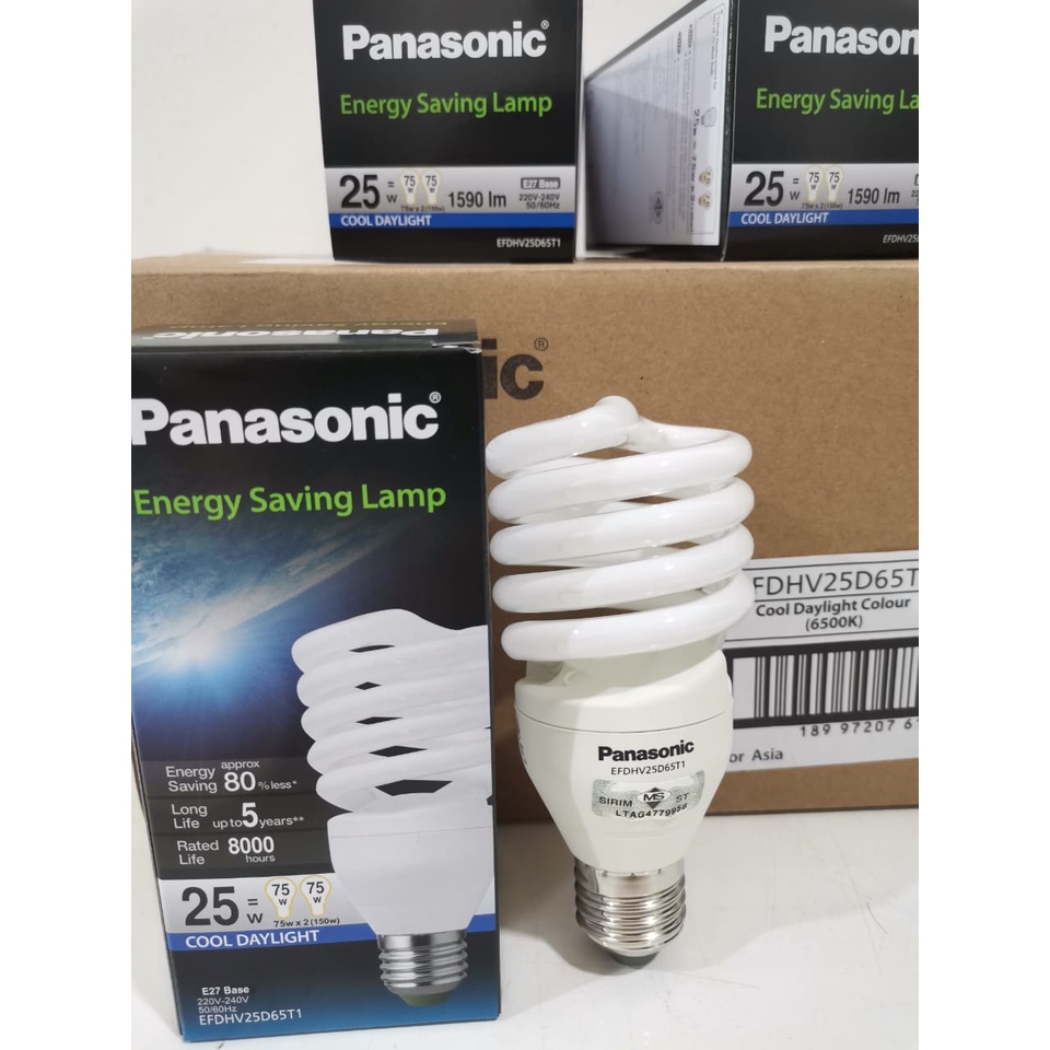 Panasonic Energy Saving Lamp 25W Spiral Bulb (Cool Daylight) | Shopee ...