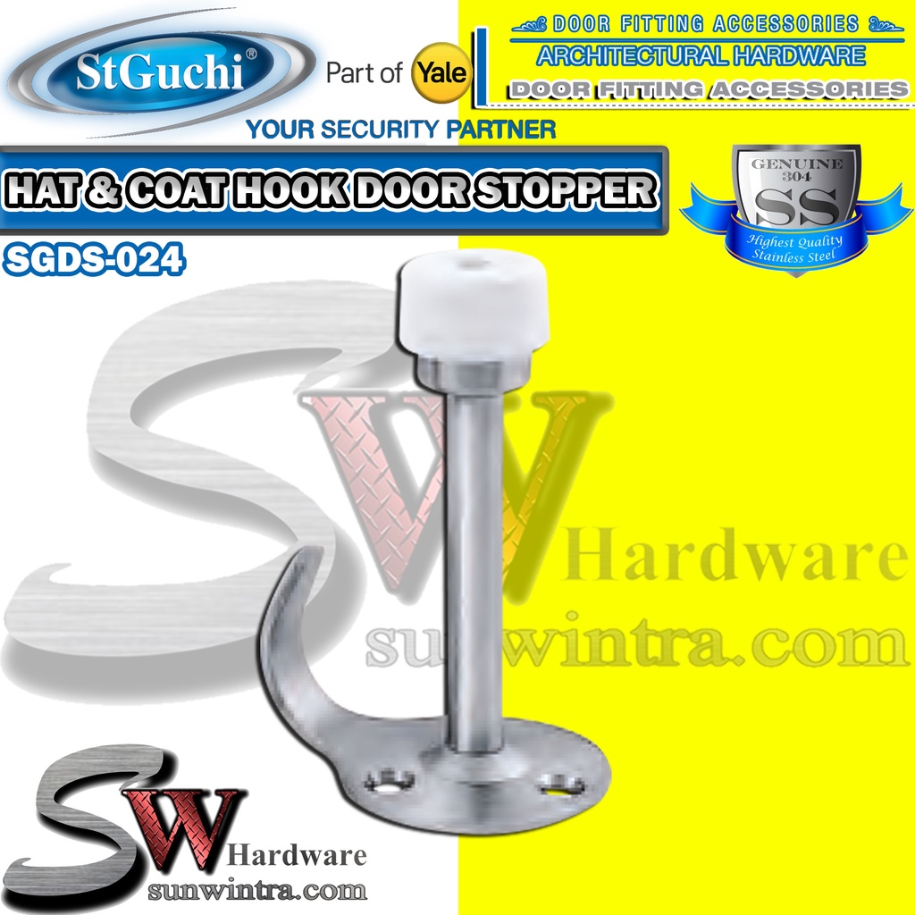ST GUCHI SGDS-024 STAINLESS STEEL HAT & COAT HOOK DOOR STOPPER SUS304 ...