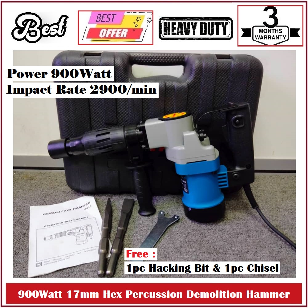 NAVATO 900Watt 17mm Hex Percussion Demolition Hammer MOD0810 - Heavy ...