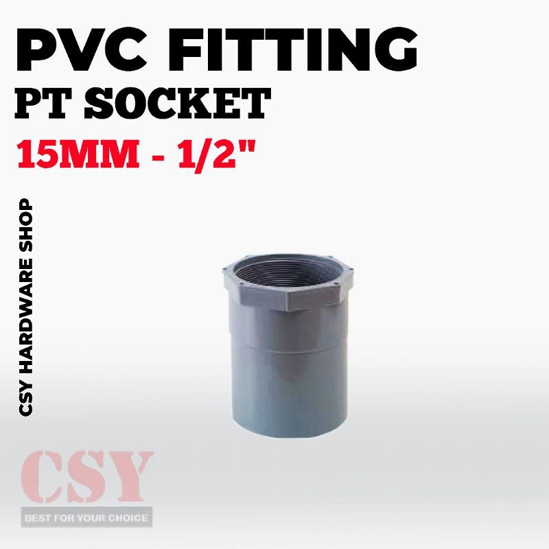 PVC Fitting PT Socket 15mm (1/2'') / Penyambung Paip PVC PT Soket ...