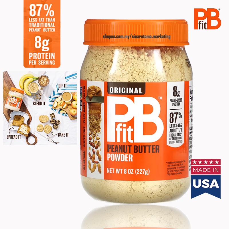 🇺🇸 Peanut Butter Powder PBfit, Original 87% Less fat, Plant based ...