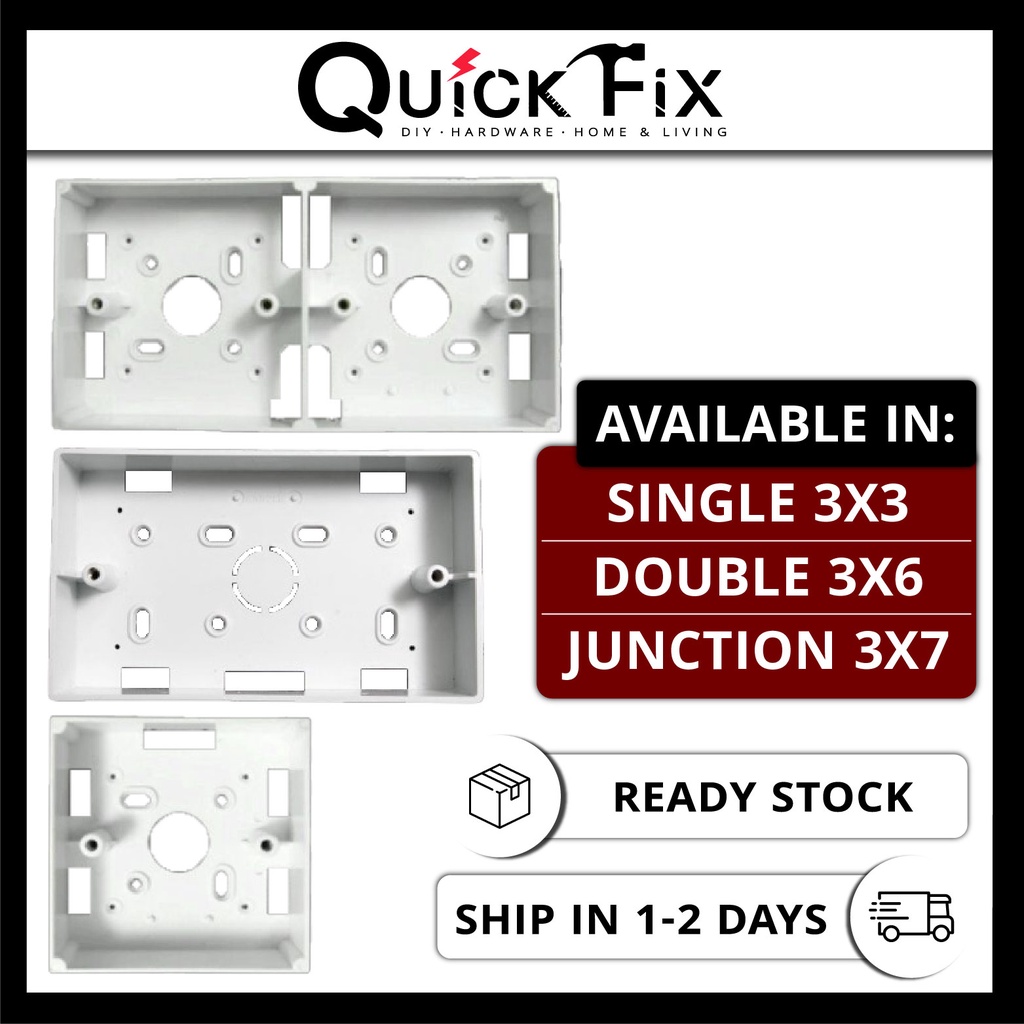 QuickFix Switch Socket PVC Surface Mounting Nut Box White Electrical ...