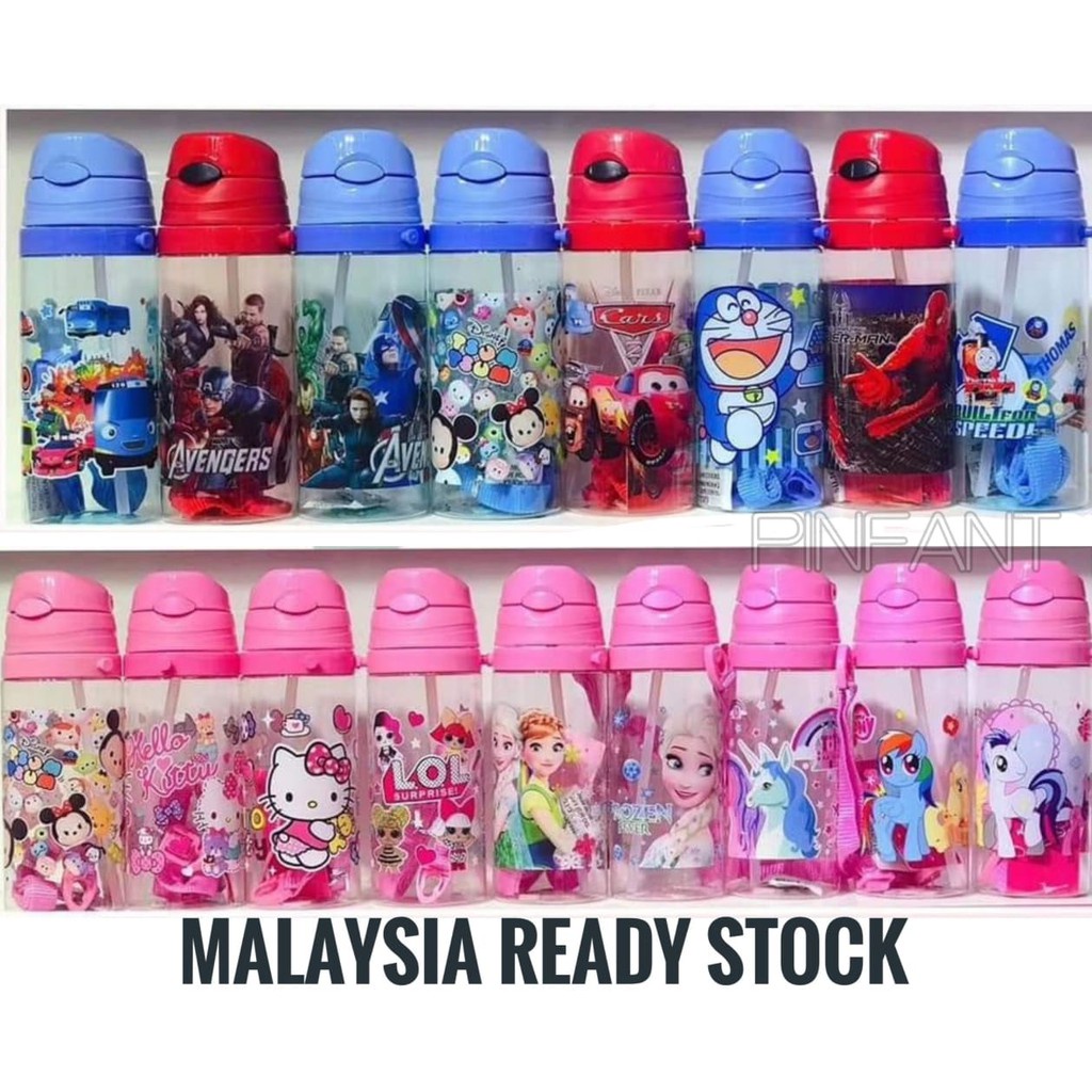 READY STOCK 500 ML Botol Air Kanak-kanak Kids Water Bottle With Straw ...