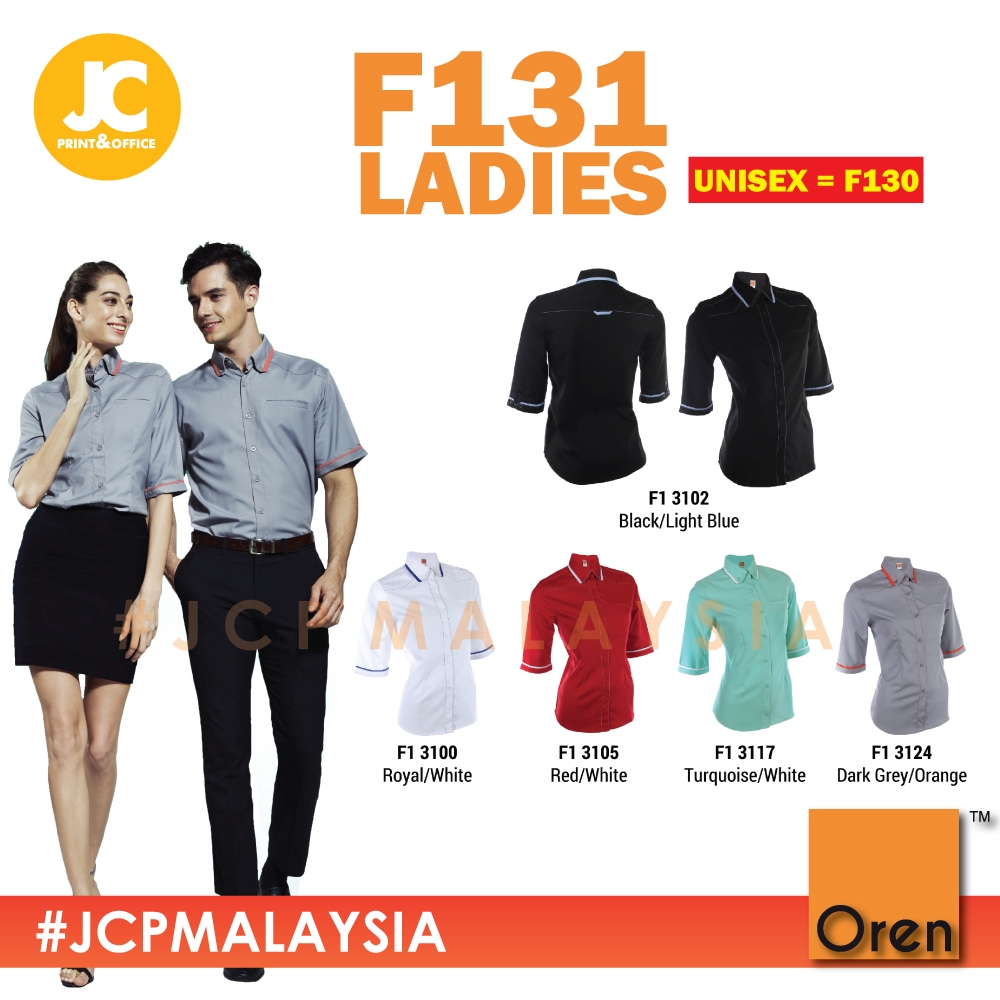 OREN SPORT Female F1 Corporate Uniform - White / Black / Red / Turquoise / Dark Grey F131 ...