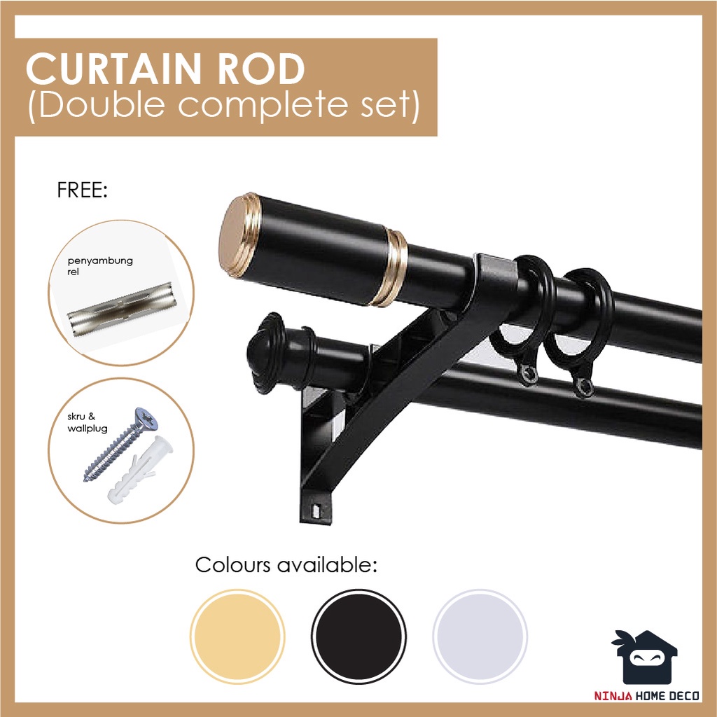 Rod Langsir/Kayu Langsir Aluminium Alloy Set Lengkap Double (Curtain ...