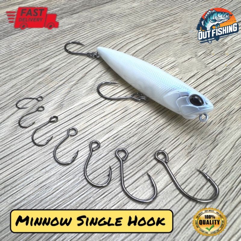 【HK022】Minnow Single Hook High Carbon Steel Mata Kail Popper Minnow ...