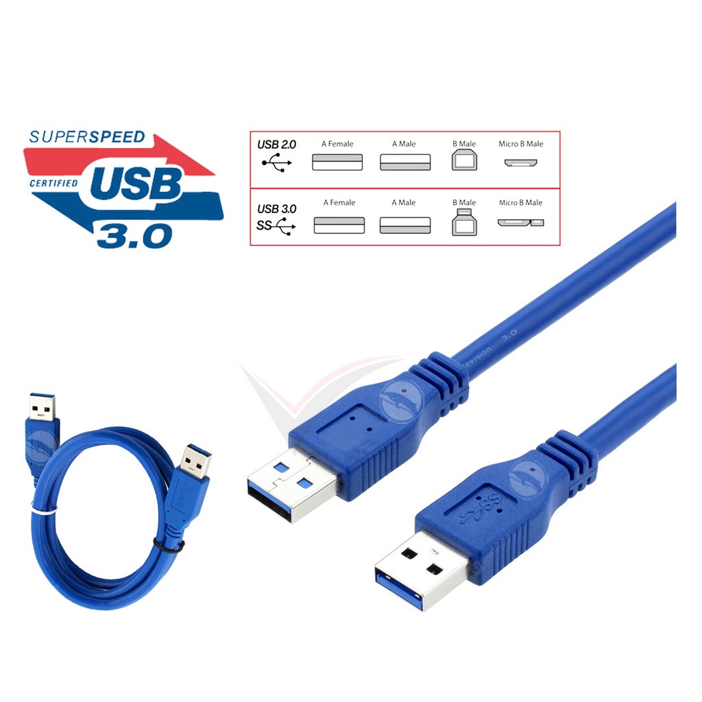Vstech USB 3.0 Type A Male to Male USB 3.0 Cable (0.6M/1M/1.5M/3M/5M ...