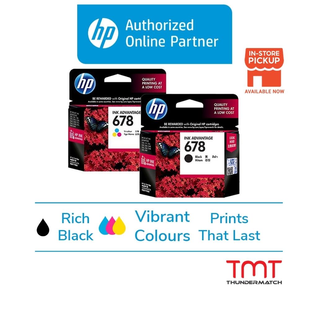 HP 678 Original Ink Cartridge ( Black CZ107AA | Tri Color CZ108AA ...