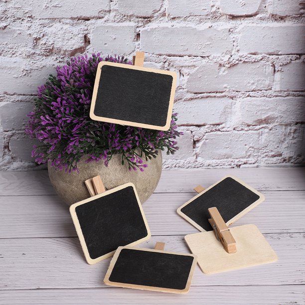 Mini Blackboard Wood Message Rectangle Clip / Klip Mesej Kayu Papan ...
