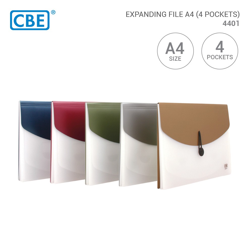 CBE 4401 Expanding File A4 | 4 Pockets | Random Colours | Shopee Malaysia