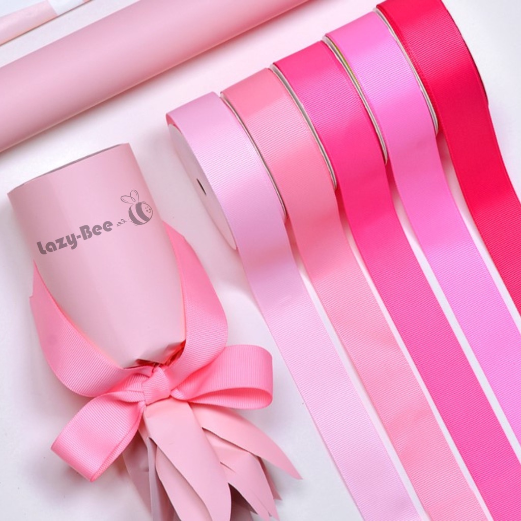 LAZY BEE 5 meter Hot Pink Peony Dusty Rose Grosgrain Ribbon Reben Door ...