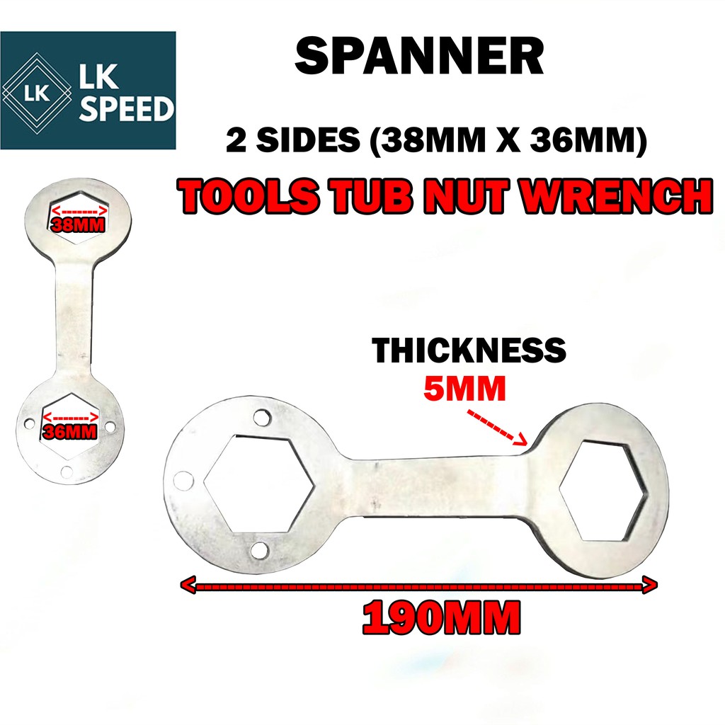 🔥NEW🔥 SPANNER WASHING MACHINE MECHANISM TOOLS TUB NUT WRENCH 2 SIDES ...