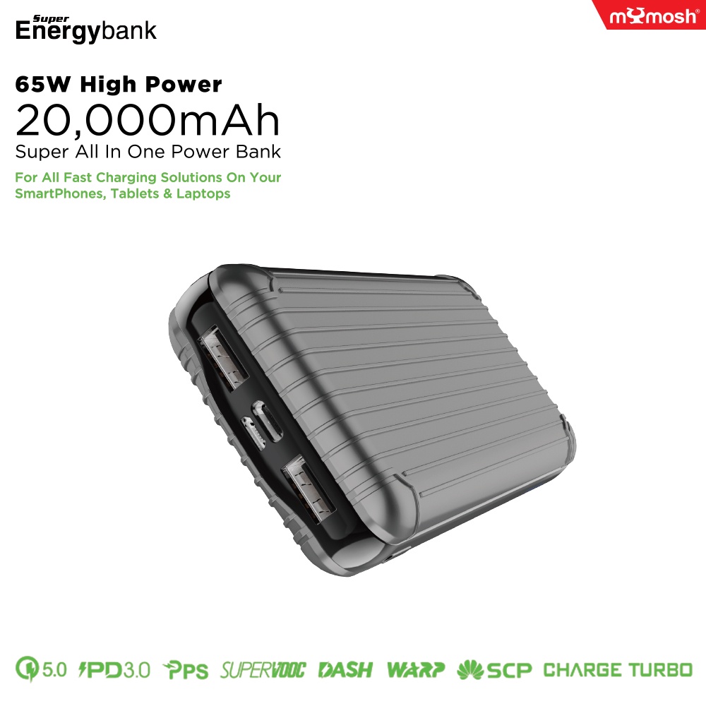 MYMOSH SUPER POWERBANK 65W HIGH POWER 20000MAH FAST CHARGING, PD3.0 ...