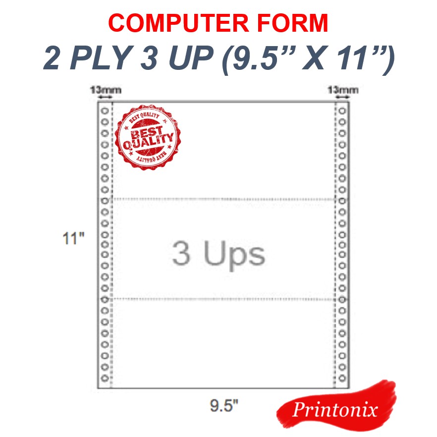 Computer Form 2ply 3up (W/W) 9.5 x 11 (470Fans) | Shopee Malaysia
