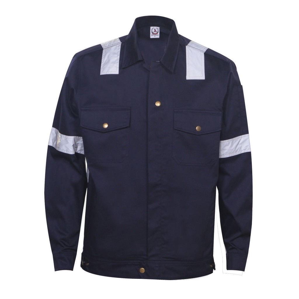 Navy Blue Reflective Jacket Worker Jaket Teknikal Technical | Shopee ...