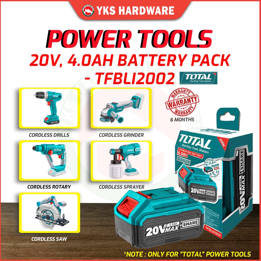 TOTAL - TFBLI2002 - 20V, 4.0Ah Lithium-ion Battery Pack - INDUSTRIAL ...