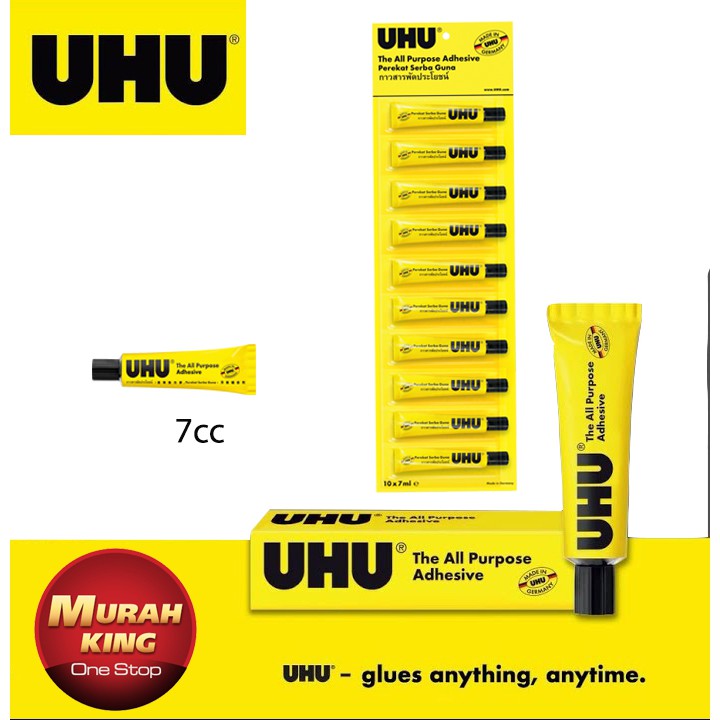 [ 100 % Original ] 1box x 30pcs UHU All Purpose Adhesive Glue 7ml / 7cc ...