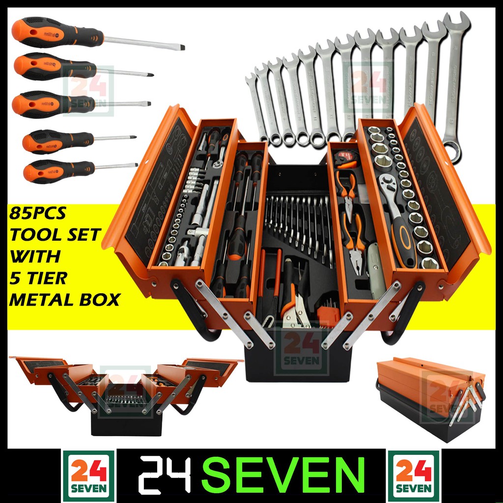 85pcs tools set Cantilever Metal Tool Box Set 5 Tier 85pcs Socket Set 1 ...