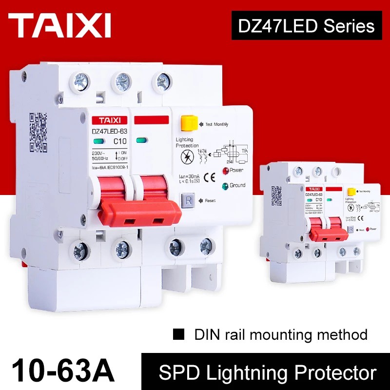SPD Surge Protector Lightning Protector 2 Pole DZ47LE Circuit Breakers RCBO RCCB MCB RCD 16A 20A ...