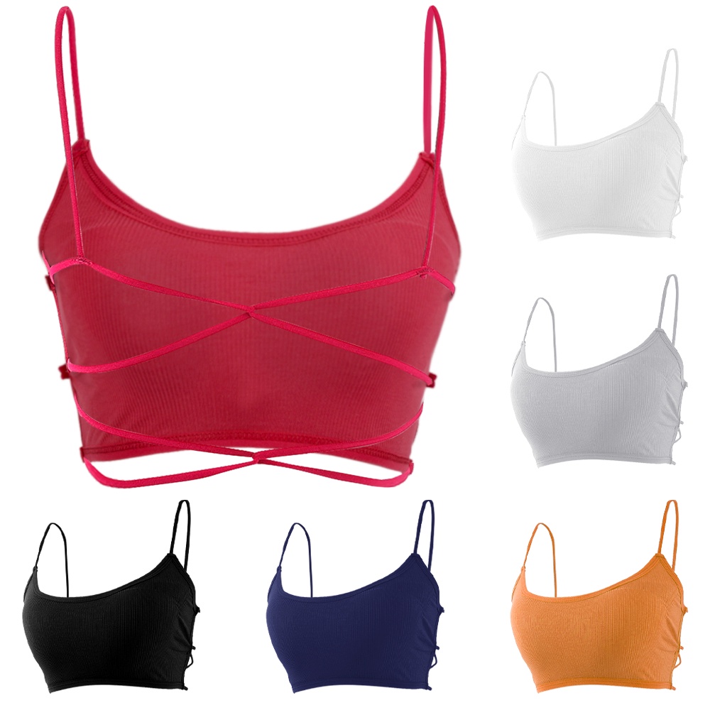 Women Modal Crossover Camisole Sport Tank Top Beauty Back Seamless Sleep Bralette Ladies