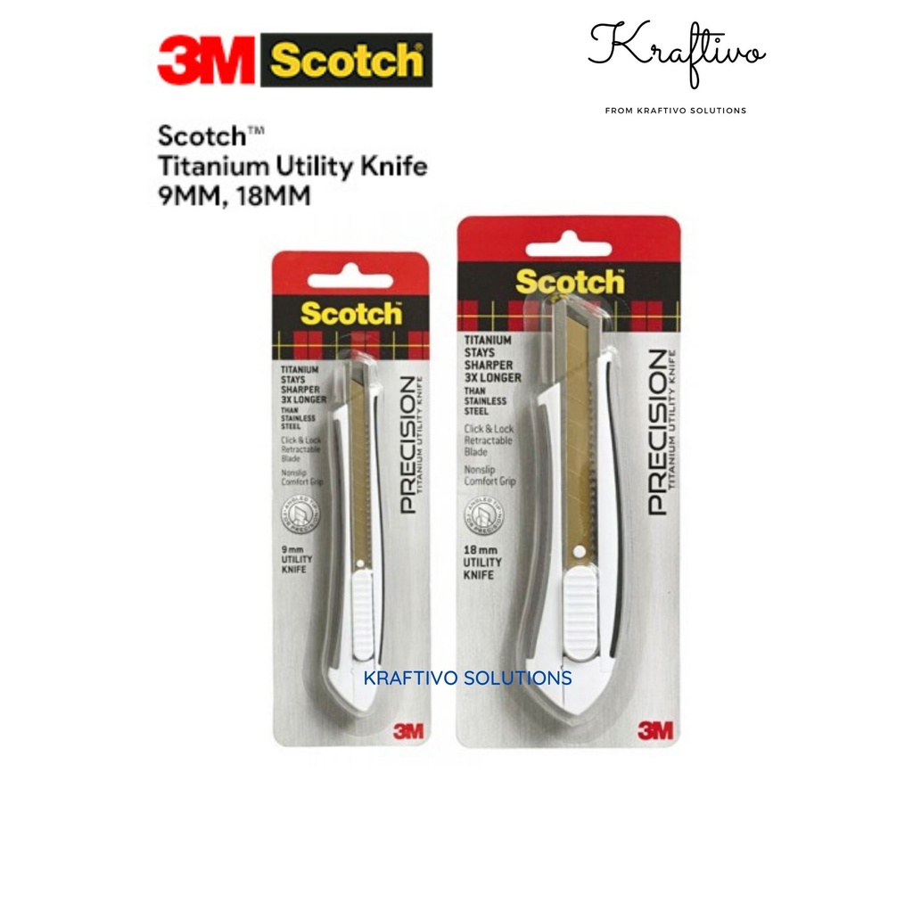3M Scotch Precision Titanium Utility Knife Hand Cutter 9mm / 18mm ( TI ...