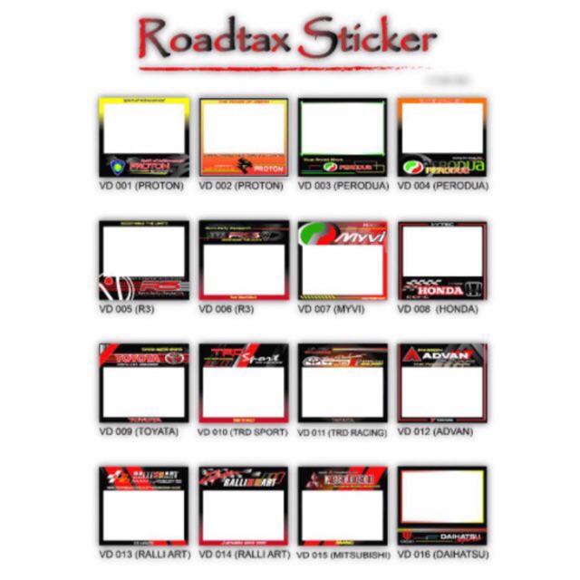 Road tax sticker special colorful beautiful cool smart easy self ...