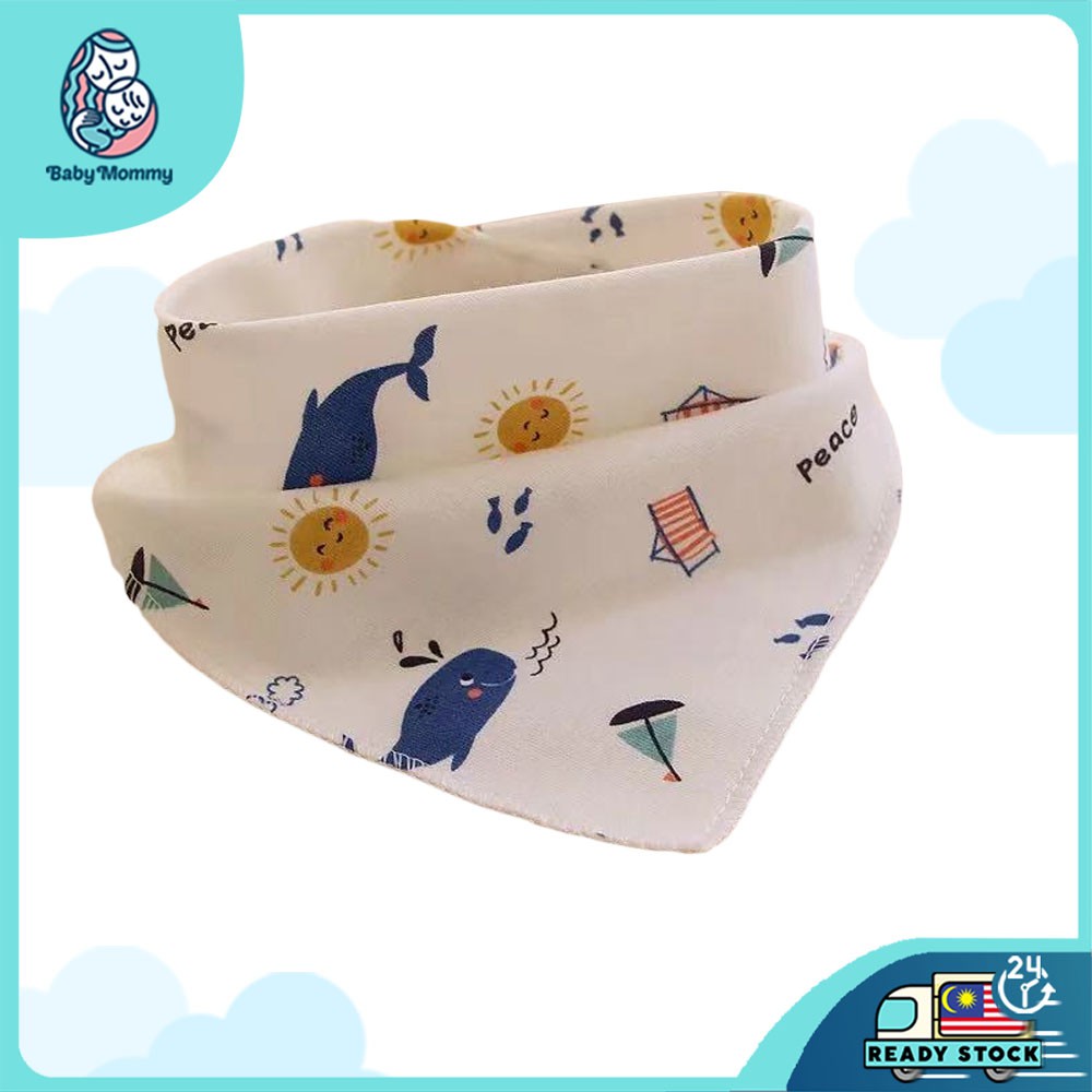 🇲🇾 ReadyStock Cotton Colorful Design Baby Cotton Bibs Triangle Bibs ...