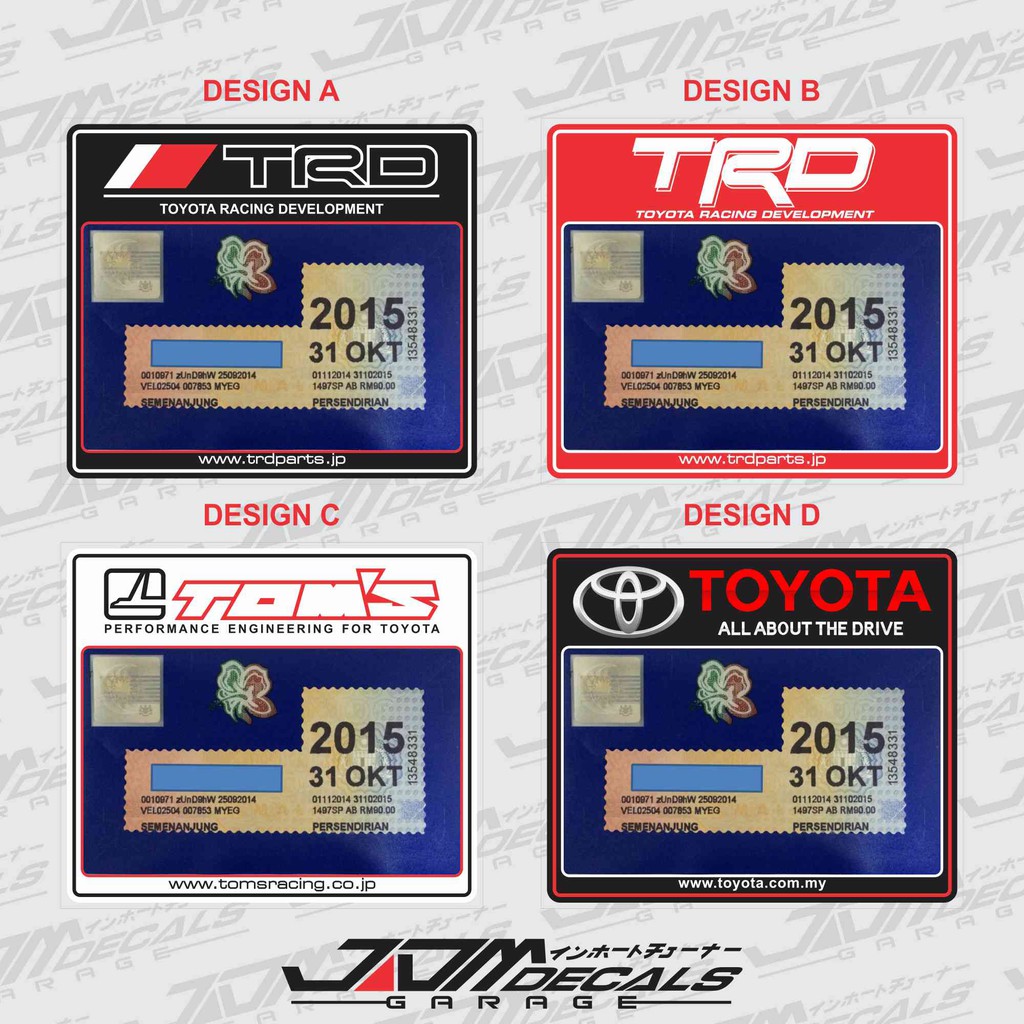 Toyota TRD TOM'S Car Windscreen Roadtax Decal Sticker | Shopee Malaysia