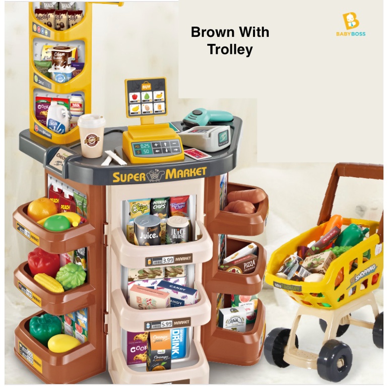 BabyBoss 79cm Height Supermarket Minimarket Cashier with Trolley Role ...