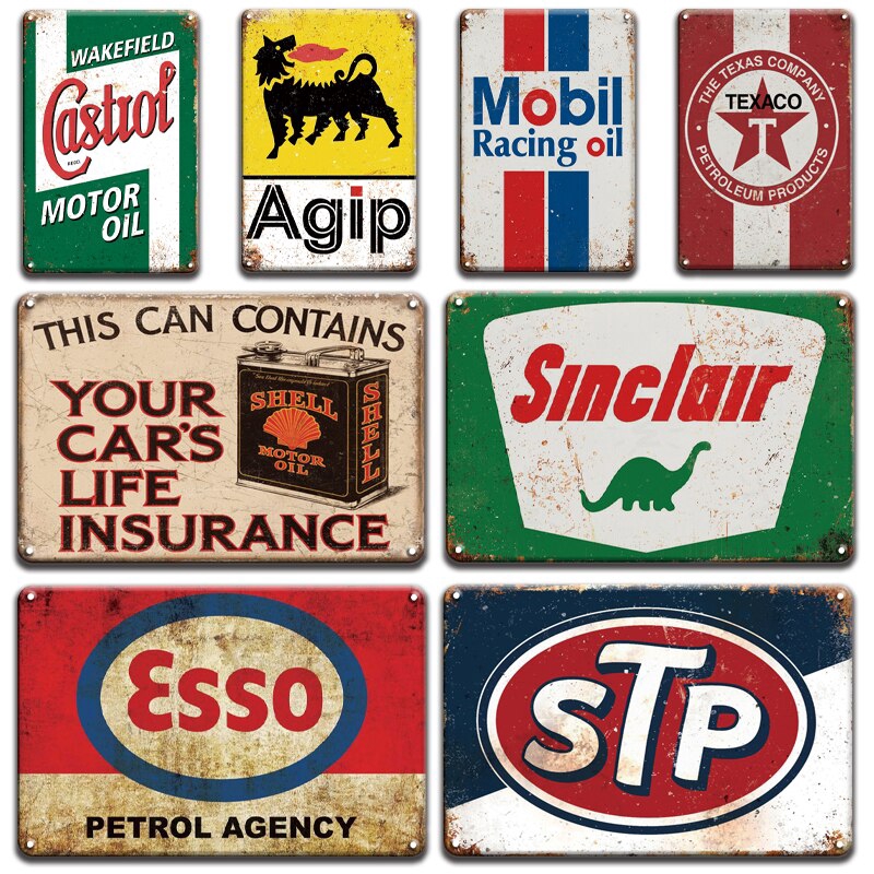 2024 Esso Texaco Castrol Metal Tin Sign Vintage Garage Home Decor Retro ...