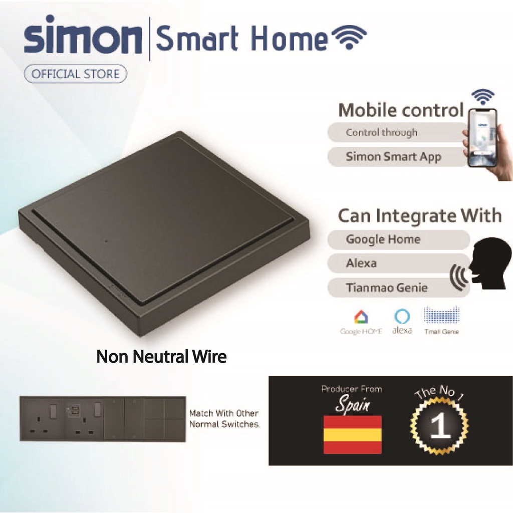 (No Need Neutral Wire) SIMON i7 Smart (Graphite Black)-Smart Switches ...