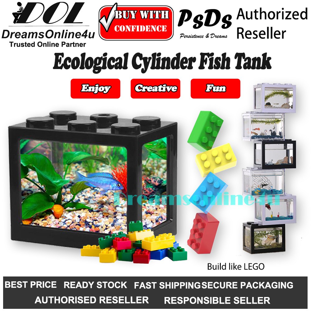 Mini Aquarium Lego Block Fish Tank for Betta Guppy Shrimp Baby Fry ...