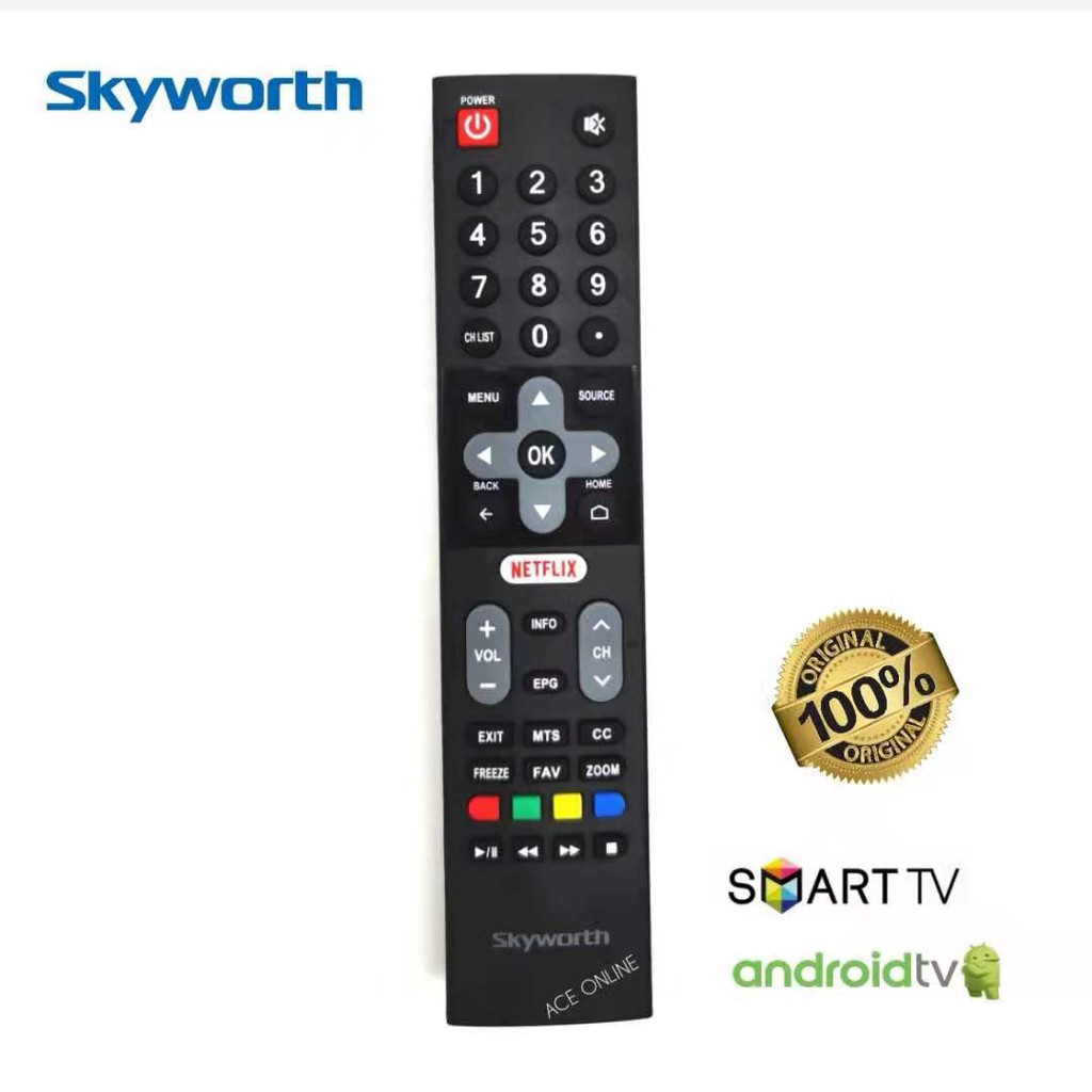 Original SKYWORTH ANDROID / SMART TV Remote Control With Netflix ...