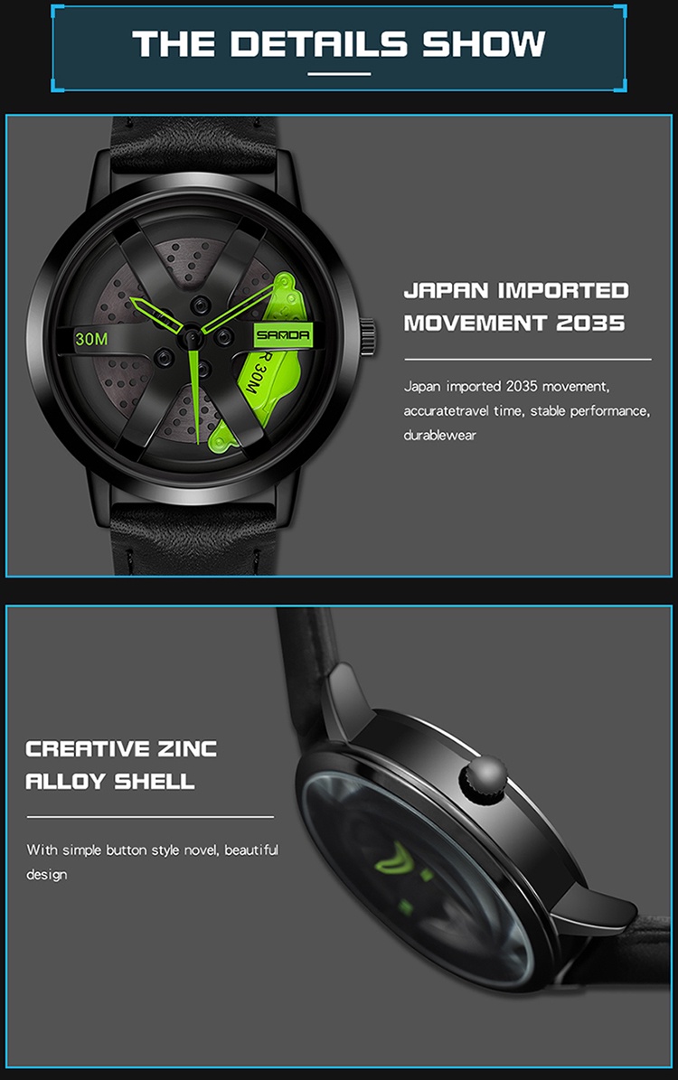 ANDA Wheel Rim Hub Watch Men Watches Rotation Rotating Dial Quartz ...