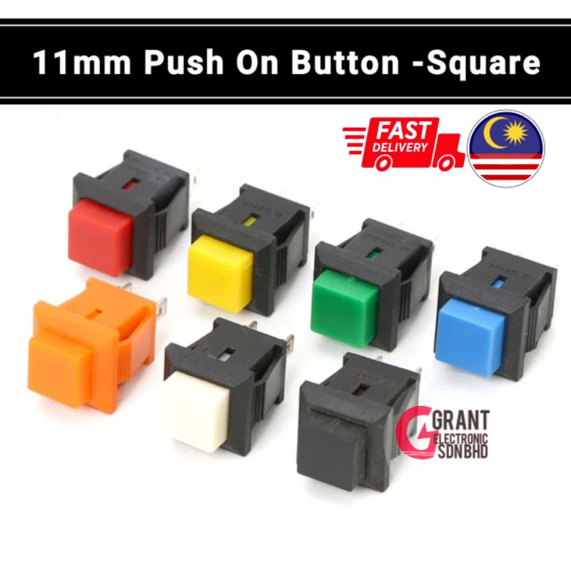 2pin Push On Button Square 11mm DS-430 Push On Switch Reset Non-locking | Shopee Malaysia