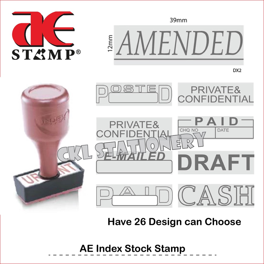 AE Index Stock Stamp / Ready Made Stamp / Non Self-Inking Stamp ...