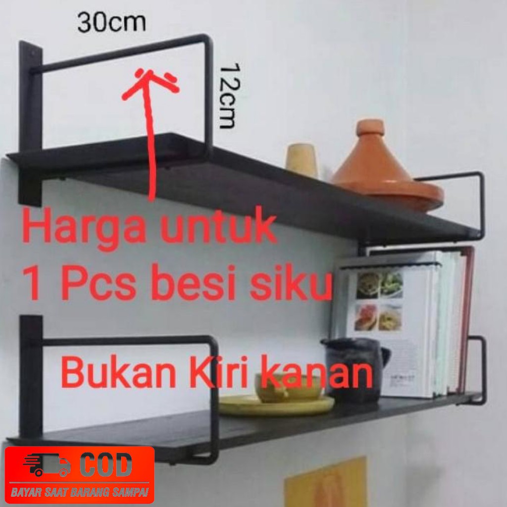 SIKU KAYU 1 Pcs Elbow Iron Bracket Wooden Board Shelf Box / Sturdy ...