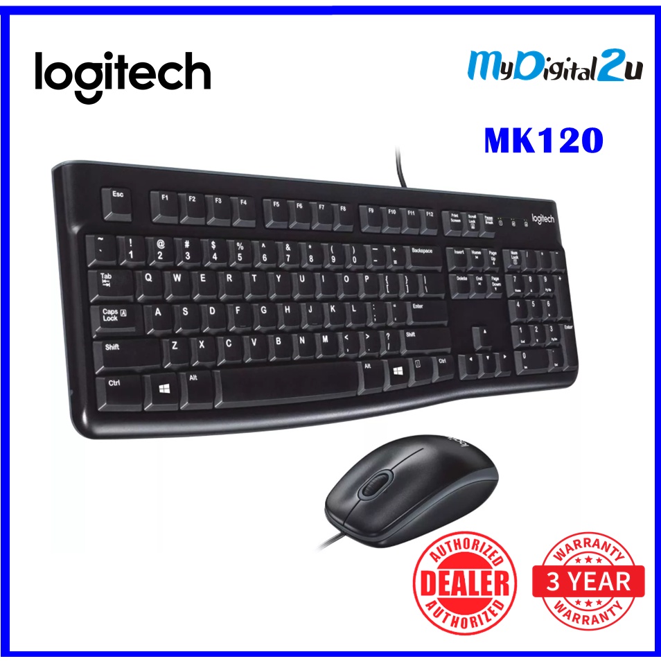 Logitech Mk120 Usb Keyboard And Mouse Combo Shopee Malaysia